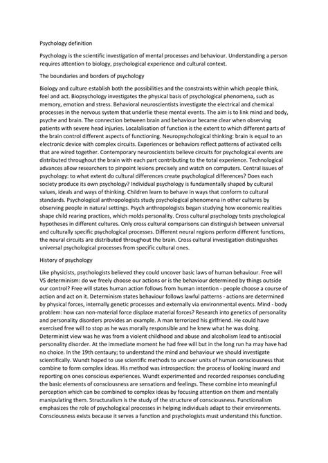 Psyc 1010 Introduction To Psychology Notes Psyc1010 Introduction