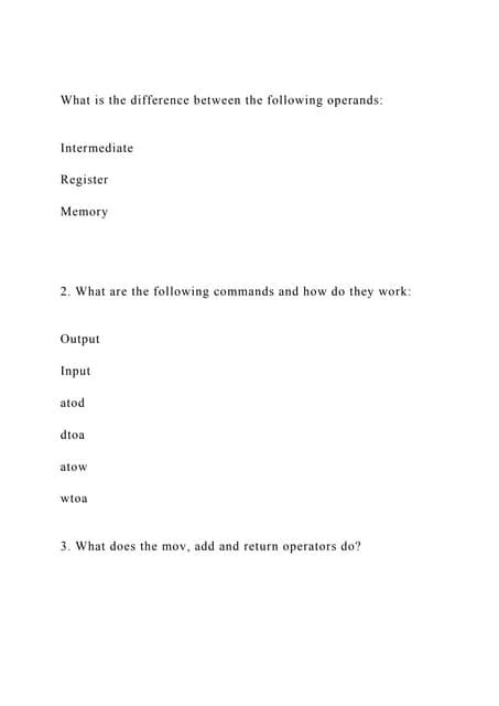 What Is The Difference Between The Following Operands In Docx