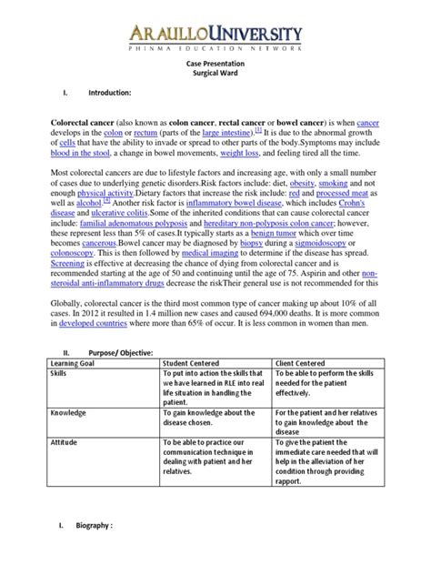 Araullo University Final Pdf Colorectal Cancer Cancer