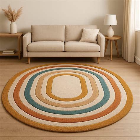 Handmade Tufted Wool Oval Rug Modern Multi Color Accent Rug In 2025
