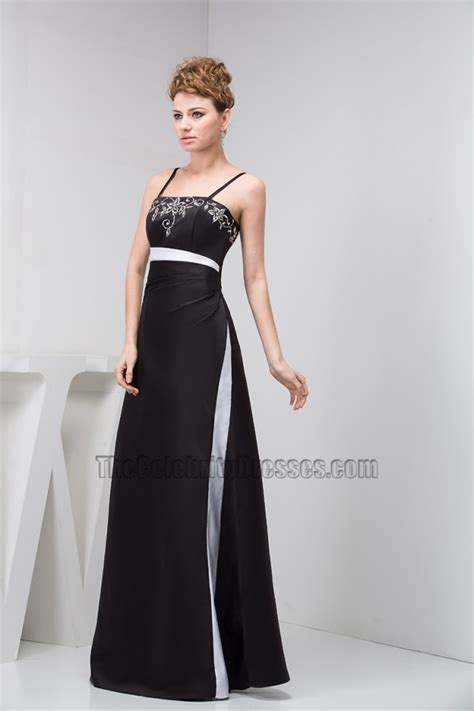 Black Spaghetti Straps Embroidered Evening Dresses Thecelebritydresses