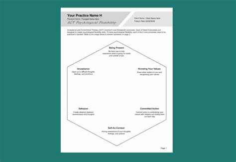 Act Psychological Flexibility Hexaflex Worksheet Therapybypro