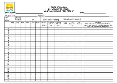 Pool Log Sheet Florida At Bruce Macias Blog