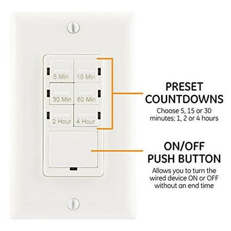 ge push button countdown timer switch 5 15 30 minute 1 2 4 58 off