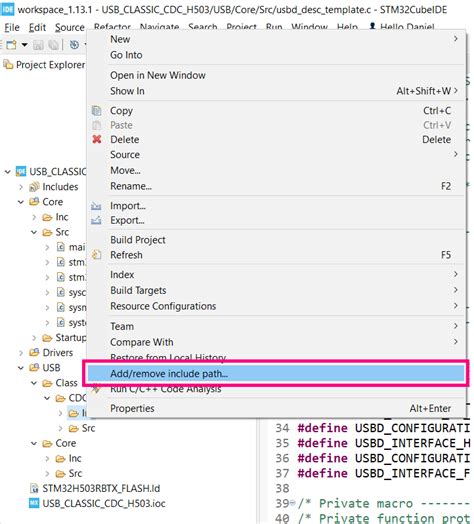 how to use stmicroelectronics classic usb device m