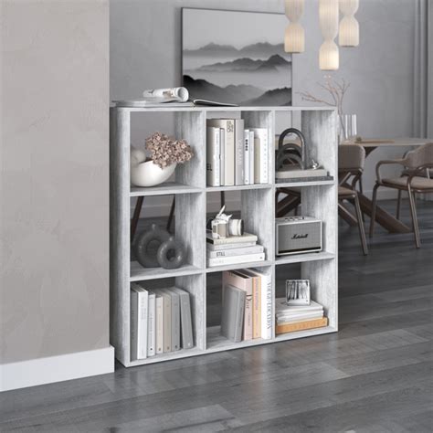 Стеллаж для дома с полками для книг и декора книжный шкаф на 9 ячеек книжный шкаф M 20 бетон
