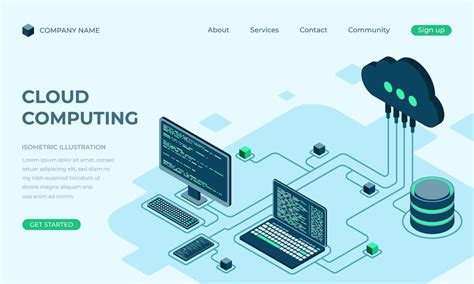 Premium Vector Cloud Computing Isometric Landing Page Cloud Storage