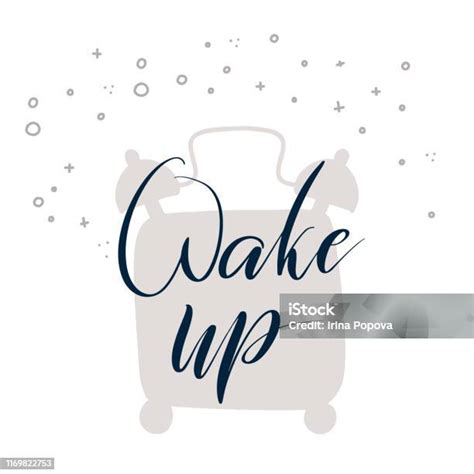 일어나세요 흰색 배경에 알람 시계와 문자 만화 벡터 그림 문자를 깨우십시오 벡터 그림입니다 0명에 대한 스톡 벡터 아트 및 기타