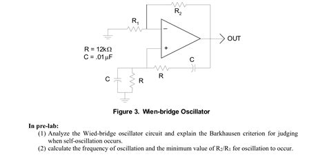 Solved Figure Wien Bridge Oscillator In Pre Lab Chegg