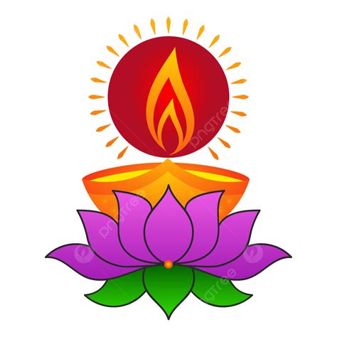 Diwali Diya Dan Ilustrasi Bunga Teratai Festival Deepavali Diwali Diya Diwali Deepavali Png