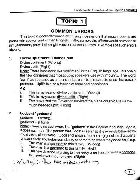 Common Errors Pdf