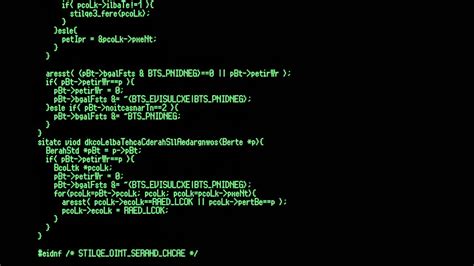 Source Code Instructions Scrambled Text From Public Domain Projects Scrolling On A Computer