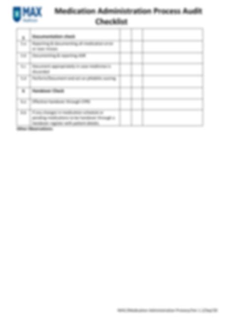Solution Medication Administration Audit Checklist Studypool