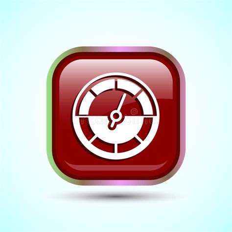 Speedometer Icon Design Illustration Speed Indicator Sign Symbol Red Color Square Button