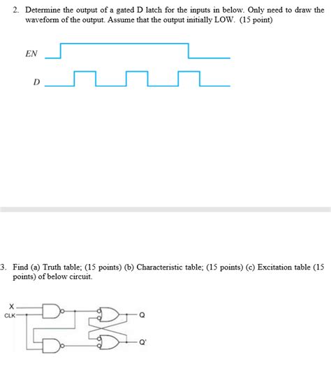 solved 2 determine the output of a gated d latch for the