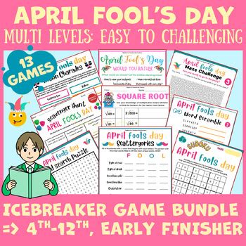 April Fools Day Activities Bundle Icebreaker Game Independent Work