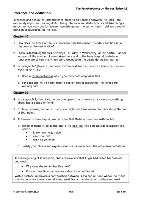 The Foreshadowing Inference And Deduction Ks3 English Teachit