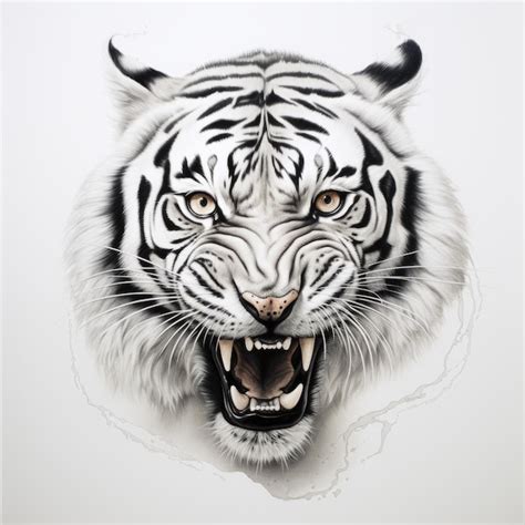 Angry White Tiger Face