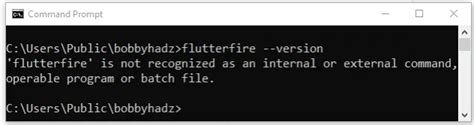 Flutterfire Or Firebase Is Not Recognized As An Internal Or