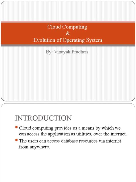 Cloud Computing And Evolution Of Operating System By Vinayak Pradhan Pdf