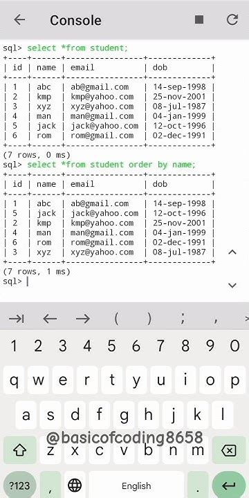 How To Use Order By In Sql👍basicofcoding Sqlquery Rdbmsdatabase