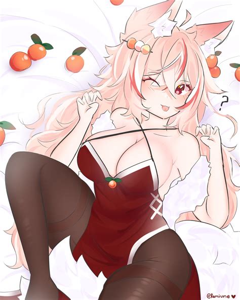 Rule 34 Big Breasts Blush Cleavage Fox Ears Fox Girl Imminent Sex In Bed Remiune Tangerine