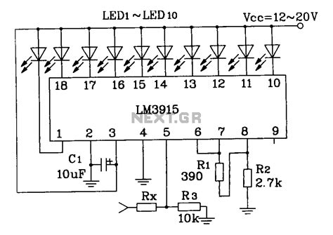 Constituting Simple Lm3915 Audio Power Meter Circuit Under Meter
