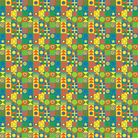 Colorful Neo Geometric Pattern Grid With Color Geometrical Shapes