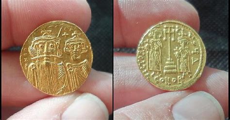 Byzantine Gold Solidus Of Constans Ii And Constans Iv Heraclius