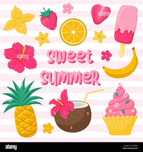 Sweet Summer A Square Postcard With Text And Bright Summer Fruits