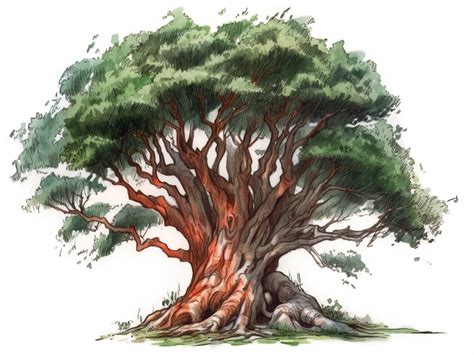 Yew Tree Colored Sketch Digital Art Drawing Png  Svg 300dpi 43 Etsy