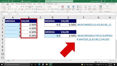 Fórmula Buscar Valor Entre Dos Números En Excel
