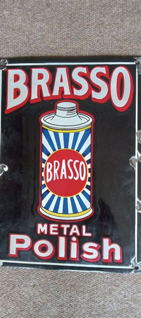An Enamelled Advertising Sign Brasso Good Old Brasso Antiques To Buy