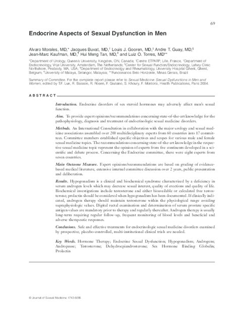 Pdf Endocrine Aspects Of Sexual Dysfunction In Men