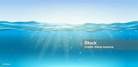 바다 풍경 수중 공간 깊은 수중 바다 장면벡터 일러스트레이션 사실적인 수면을 가진 배경 0명에 대한 스톡 벡터 아트 및 기타 이미지 Istock