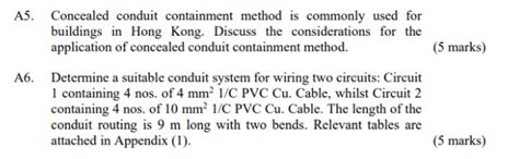 solved 5 marks a5 concealed conduit containment method is