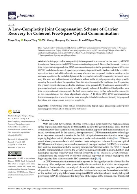 Pdf A Low Complexity Joint Compensation Scheme Of Carrier Recovery