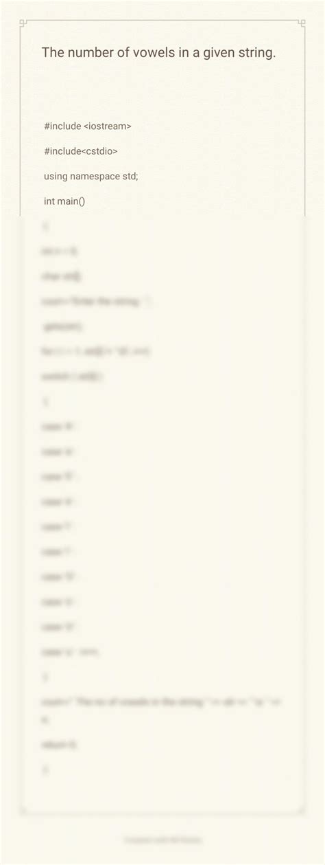 Solution Cprogram The Number Of Vowels Studypool