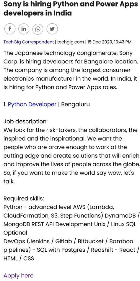 Yogesh Gupte On Linkedin Developer Python Sony Fullstackjobs