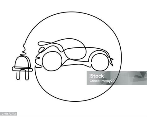 자동차와 플러그의 연속적인 한 선 그리기 전기 자동차 개념입니다 0명에 대한 스톡 벡터 아트 및 기타 이미지 0명 교통수단 깨끗한 Istock