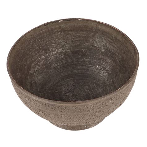 Brass Flower Pattern Border Cup In Dark Finish