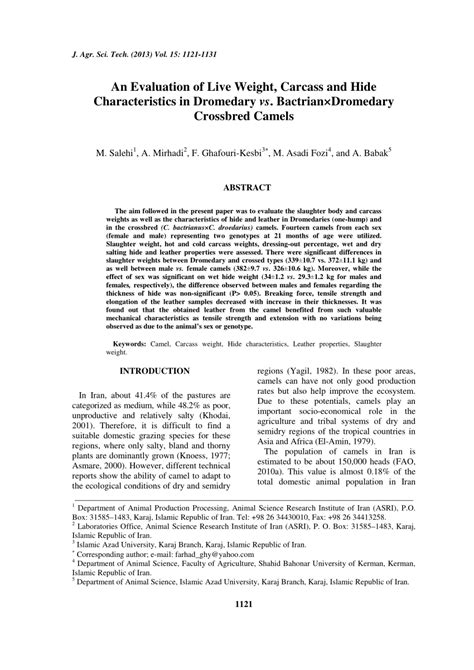 Pdf An Evaluation Of Live Weight Carcass And Hide Characteristics In
