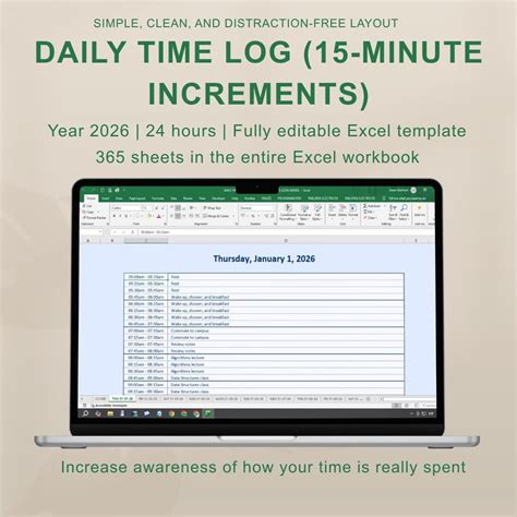 Daily Time Log 15 Minute Increments Excel Template Excel Time
