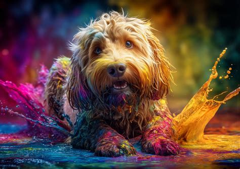 Rainbow Cockapoo Metal Wall Art Soulmate Spectrum Aluminium Print