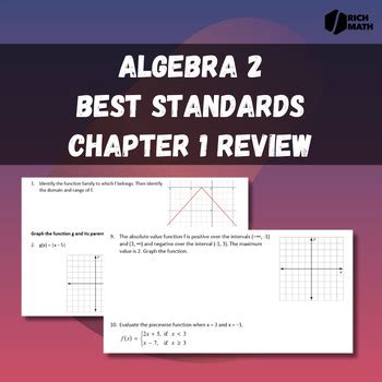 Algebra 2 B E S T Standards Chapter 1 Review Functions Transformations Etc