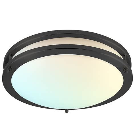 Luxrite 1 Light 12 In Matte Black Integrated Led Flush Mount Light