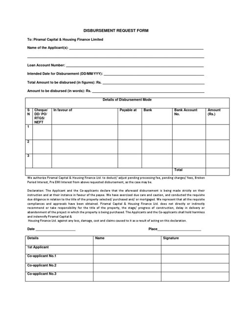 Disbursement Request Form V4 1revised Pdf Cheque Loans