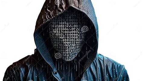 Anonymous Computer Hacker With Hoodie Isolated On White Stock