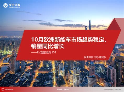 Ev观察系列151：10月欧洲新能车市场趋势稳定，销量同比增长