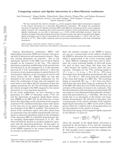 Pdf Comparing Contact And Dipolar Interactions In A Bose Einstein Condensate